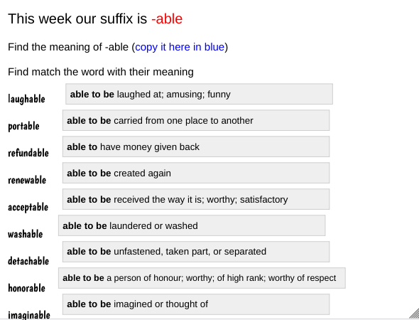 24. Suffix -able🌞 – Danielle @ Edmund Hillary School